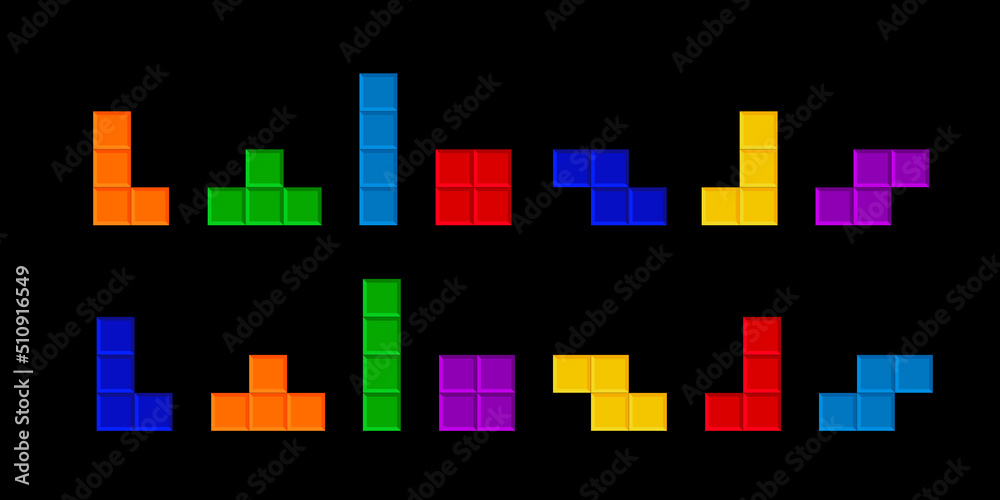 Tetris elements. Isolated vector. Game background. Simple illustration ...