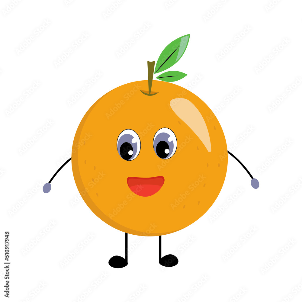 Vector Illustration of Orange with a cute face. Isolated on white ...