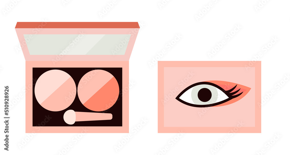 Eye shadow in two types, palette, eye makeup, shadow brush, attractive ...