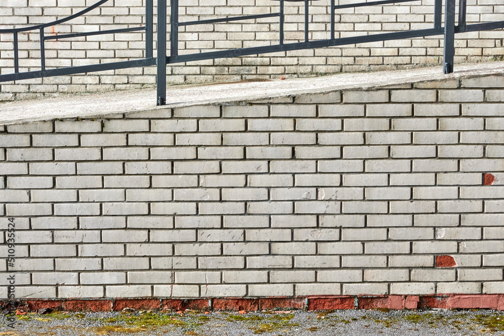 ramp for cars. white brick wall. brickwork. a white wall. wallpaper ...