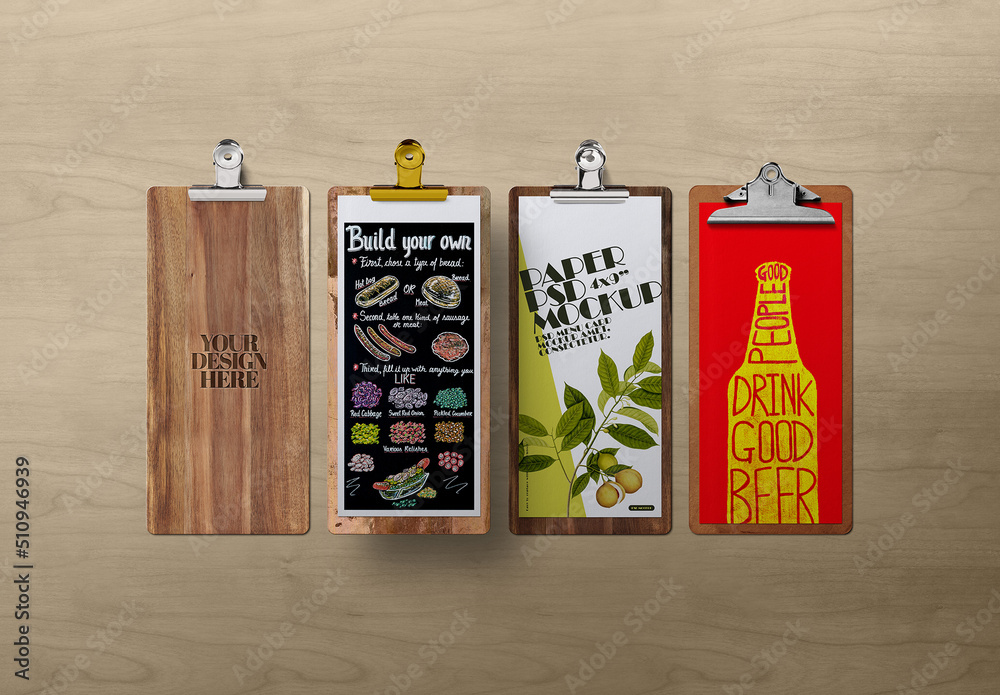 Clipboard Mockup Menu Card Stock Template | Adobe Stock
