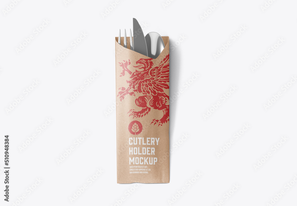Set Cutlery Holders Mockup Stock Template | Adobe Stock