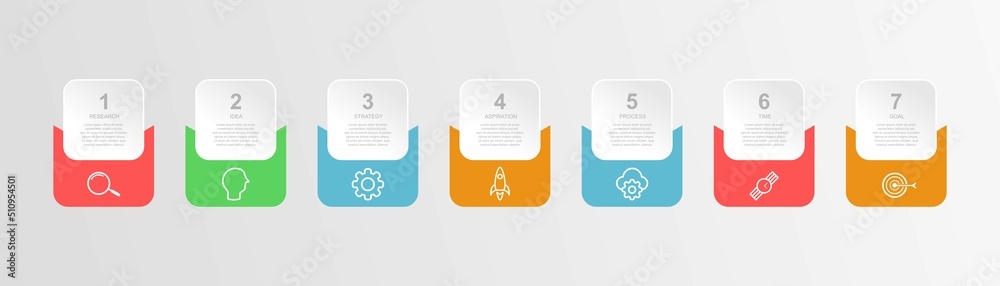 Business infographic process with square template design with icons and ...