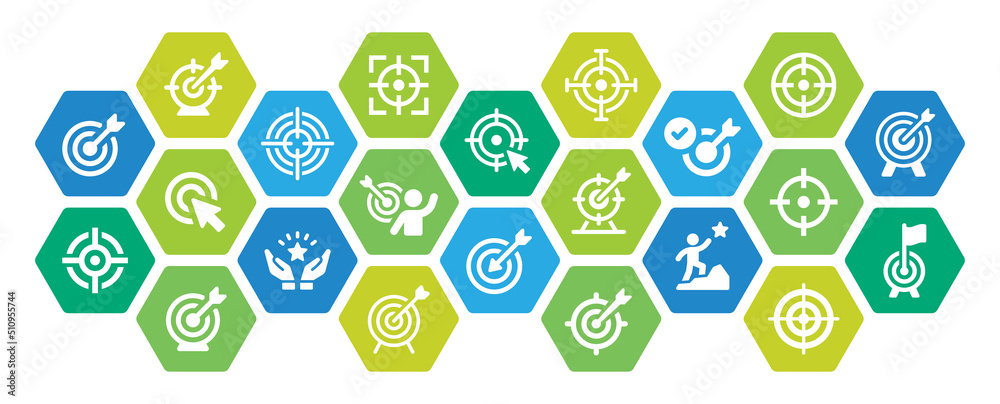 Target goal icon set in flat design. Goals and objectives symbol vector ...