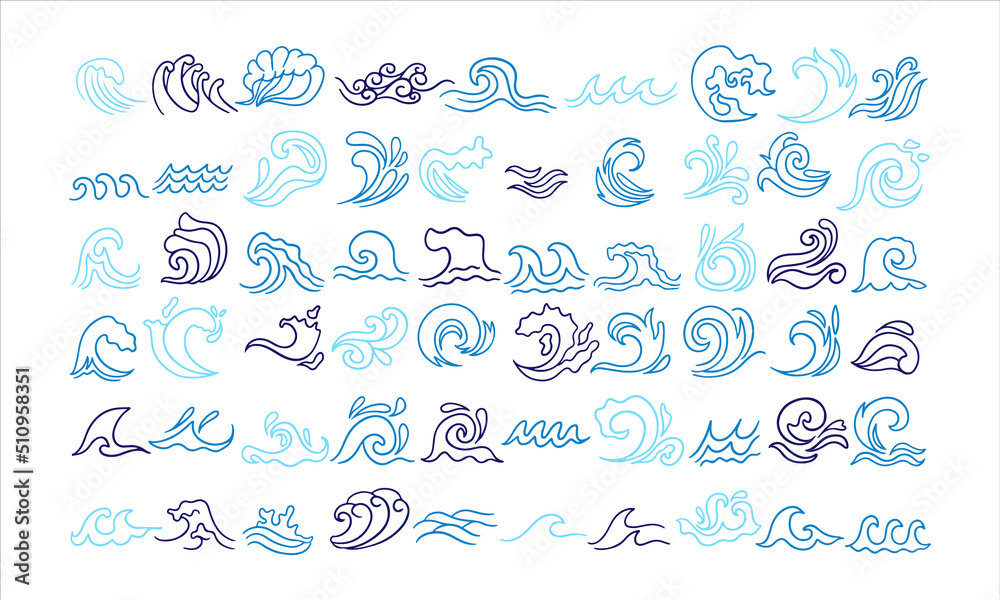 Abstract wave outline isolated big set vector collection Stock Vector ...