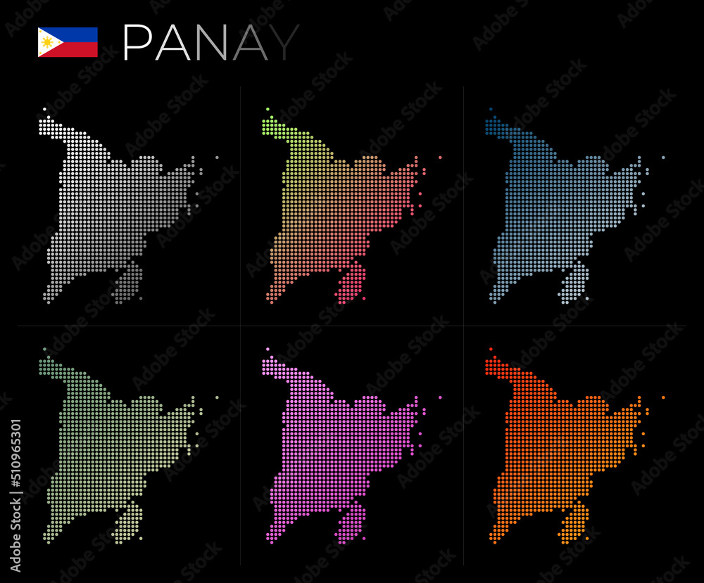 Panay dotted map set. Map of Panay in dotted style. Borders of the ...