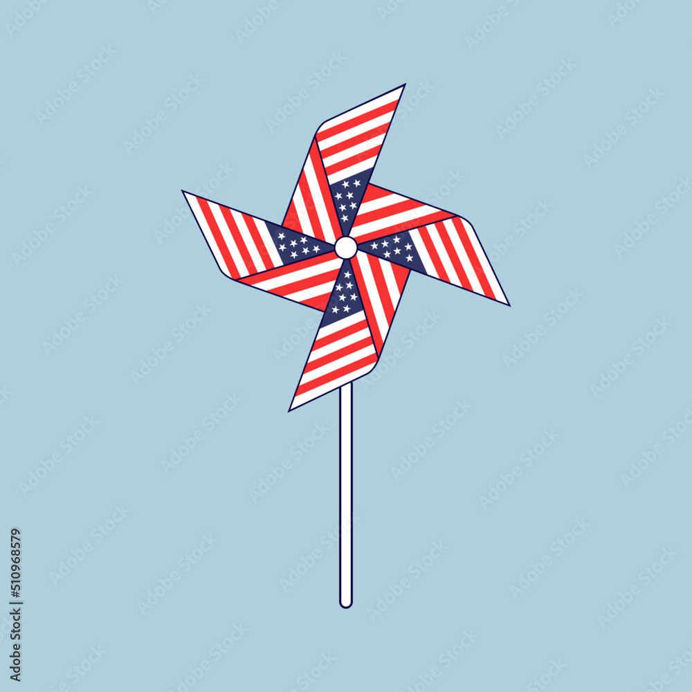 Patriotic Pinwheel textured with the American flag on blue background ...