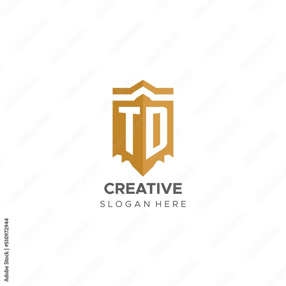 Monogram TD logo with shield geometric shape, elegant luxury initial ...
