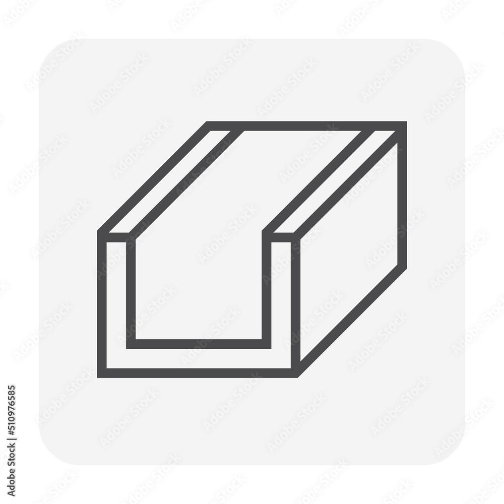 Open drain gutter vector icon. May called trench, ditch, street or ...