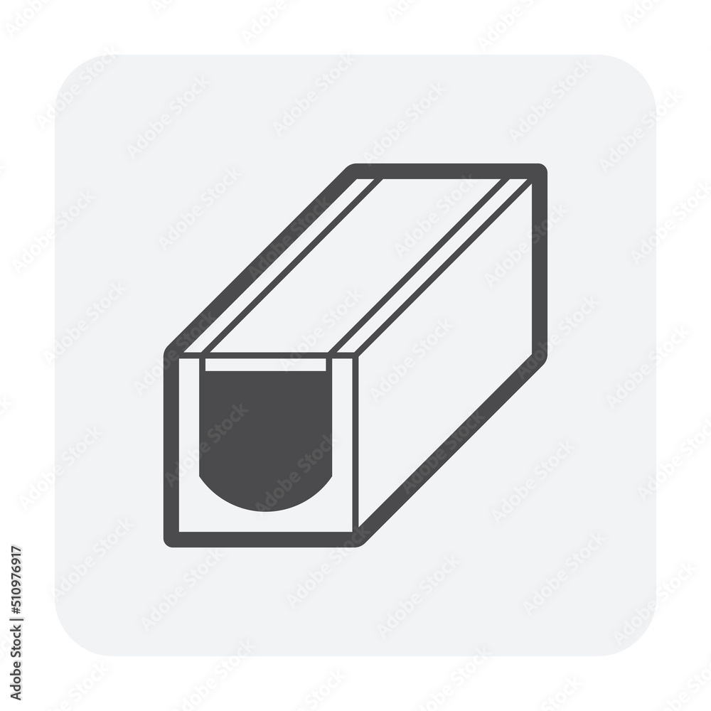 Drain gutter and cover vector icon. May called trench, ditch, street or ...