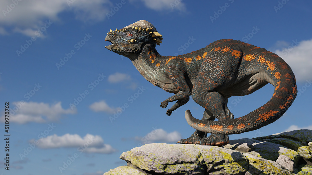 Poster Pachycephalosaurus, dinosaur from the Late Cretaceous epoch, 3d ...