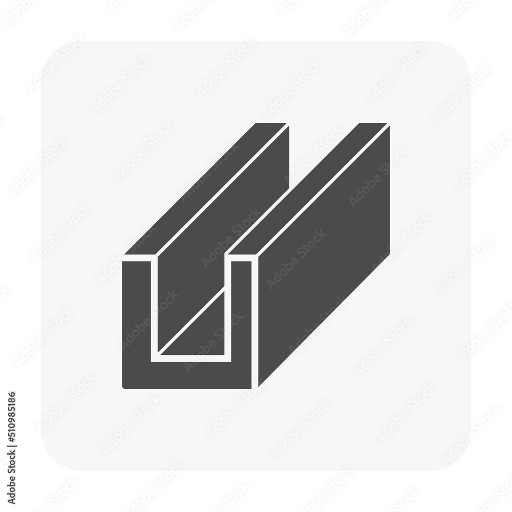 Open drain gutter vector icon. May called trench, ditch, street or ...