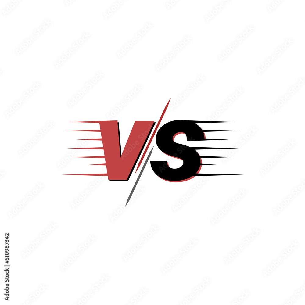 Vs or versus text poster vector flat cartoon design with isolated white ...
