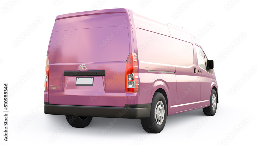 Tokyo, Japan. April 12, 2022: Toyota Hiace. Pink commercial van for ...