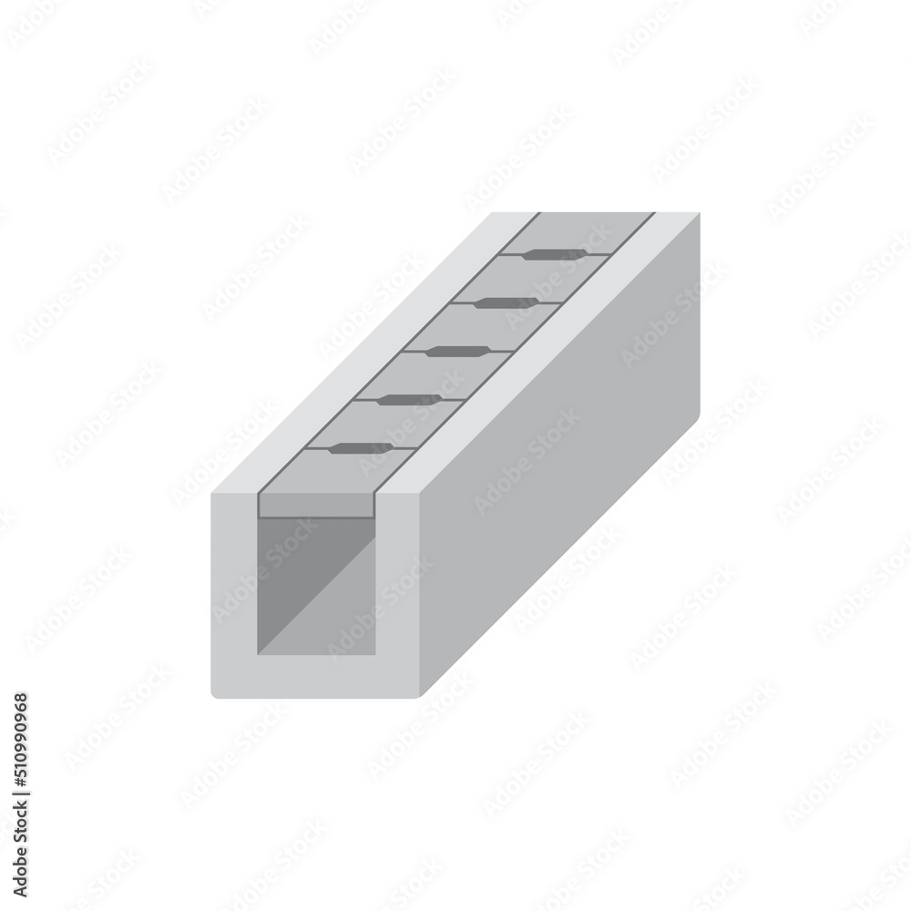 Drain gutter and grate vector icon. May called trench, ditch or street ...