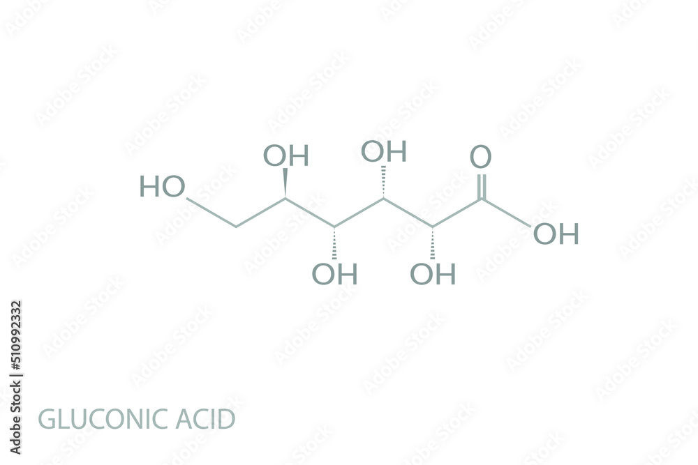 Gluconic acid molecular skeletal chemical formula. Stock Vector | Adobe ...