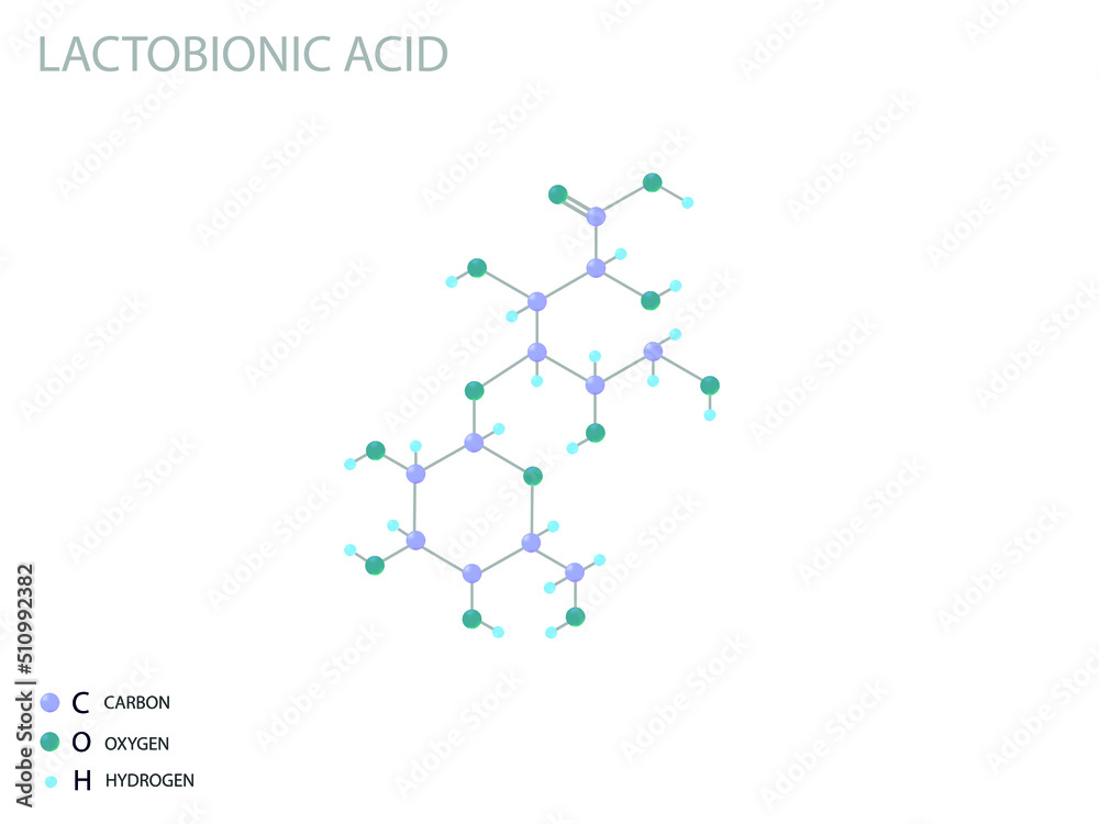 Lactobionic acid molecular skeletal 3D chemical formula. Stock Vector ...