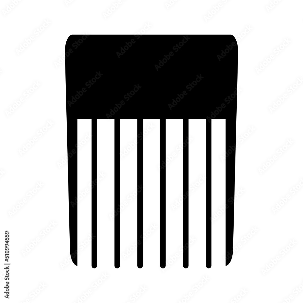 Afro crest icon. Black silhouette of a comb for combing and styling ...