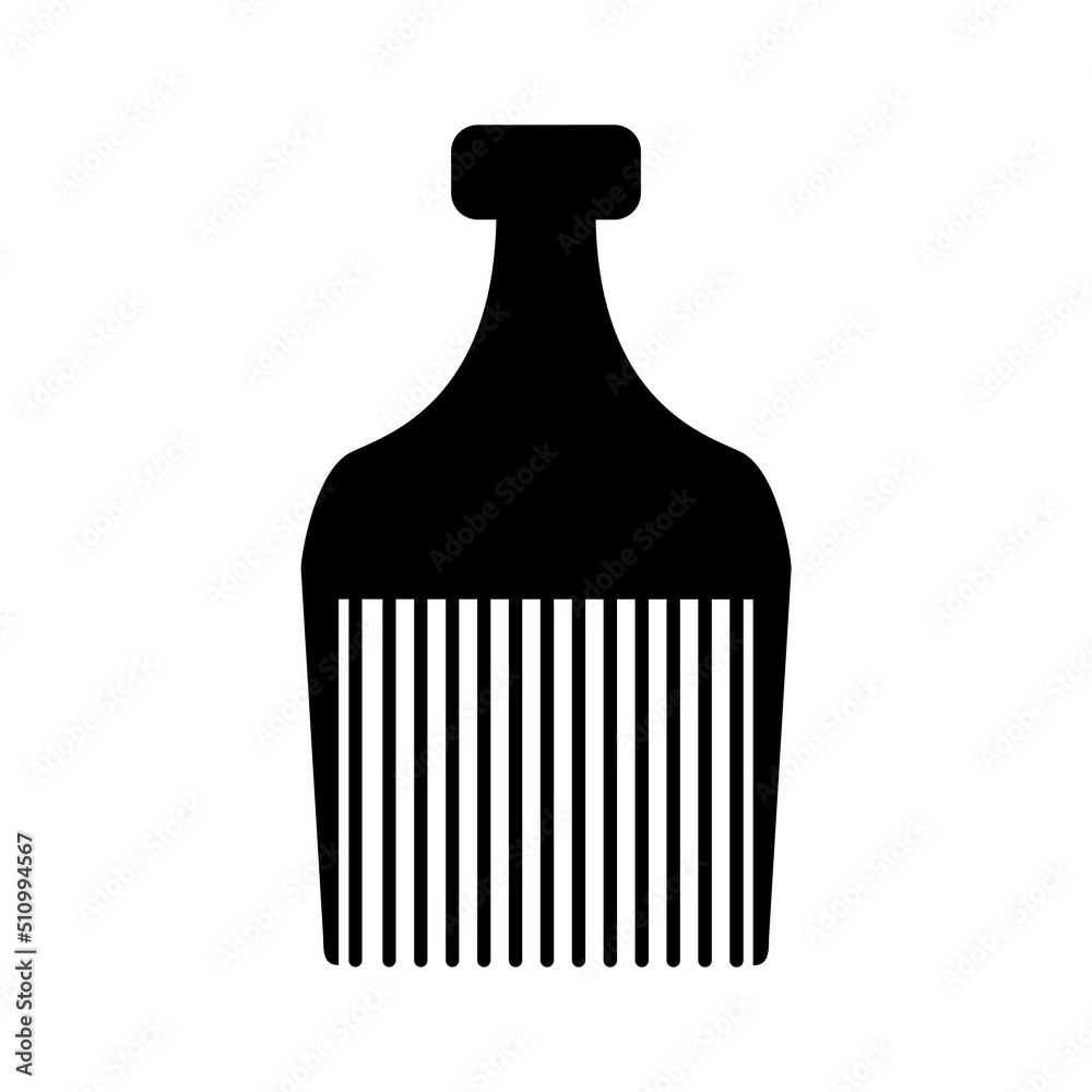 Afro crest icon. Black silhouette of a comb for combing and styling ...