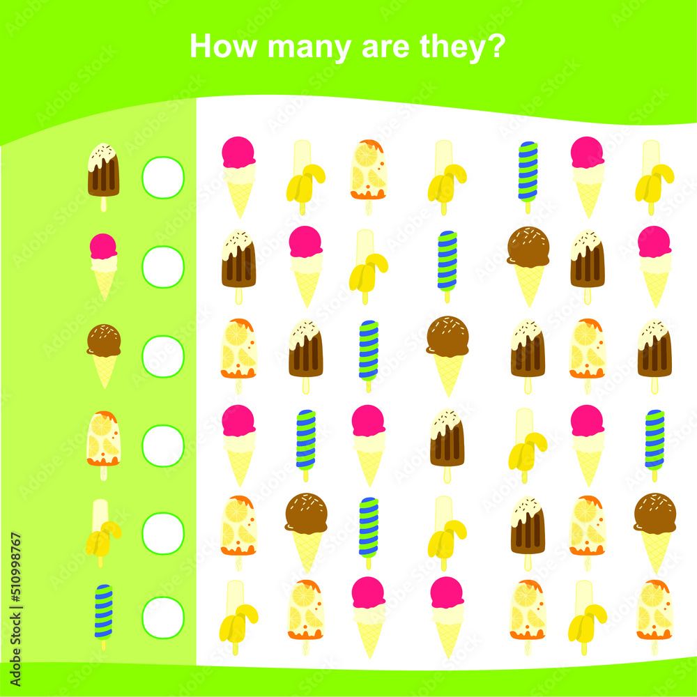 Vetor de How many are they worksheet. Counting math game for Children ...