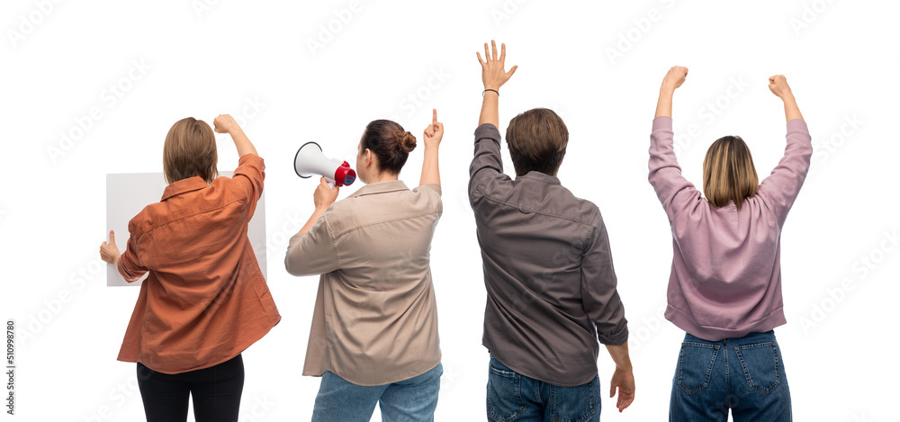 protest and human rights concept - group of angry people protesting on ...