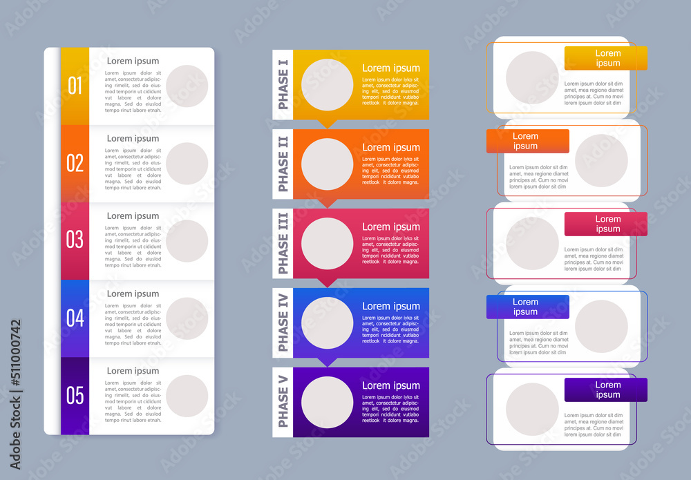 Multicolor vertical analytic data infographic chart design template set ...