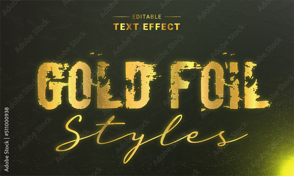 Editable Golden Foil Text Effects Generator. Stock Vector | Adobe Stock