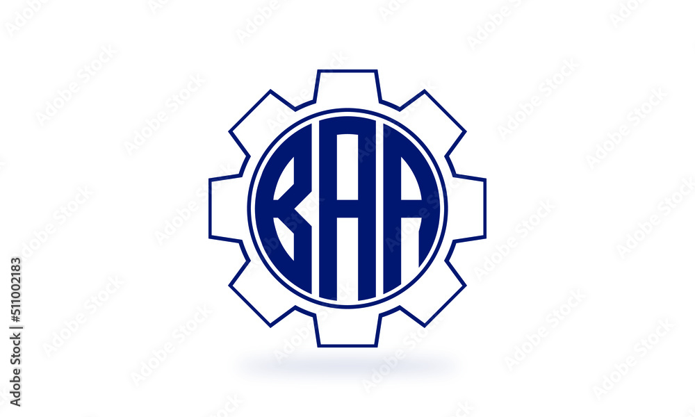 BAA three letter industrial logo with gear icon logo design vector ...