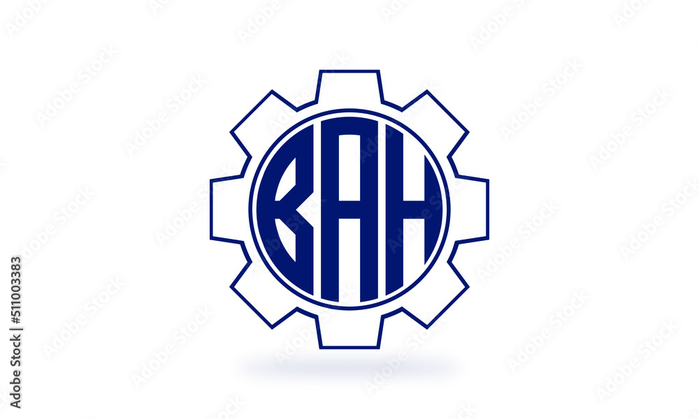 BAH three letter industrial logo with gear icon logo design vector ...