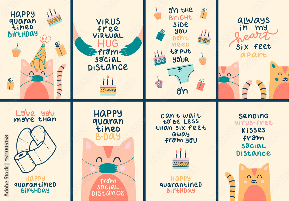 Quarantine birthday card Stock Vector | Adobe Stock