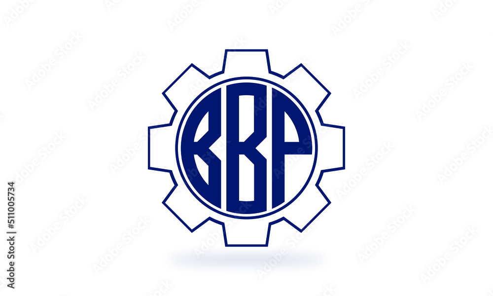 BBP three letter industrial logo with gear icon logo design vector ...
