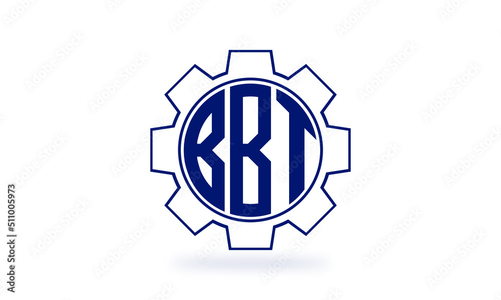 BBT three letter industrial logo with gear icon logo design vector ...