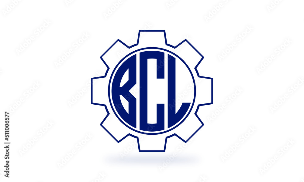 BCL three letter industrial logo with gear icon logo design vector ...
