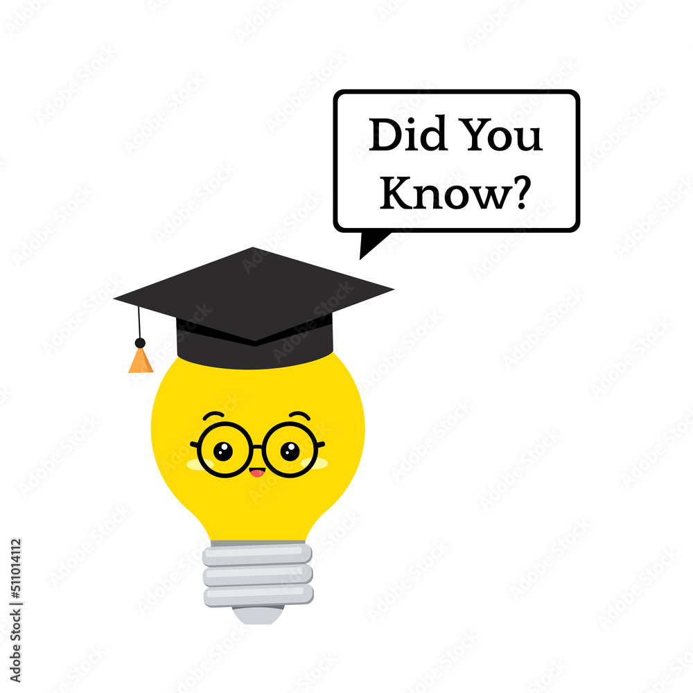 Cute light bulb and Did you know ask text in speach bubble. Usefull ...