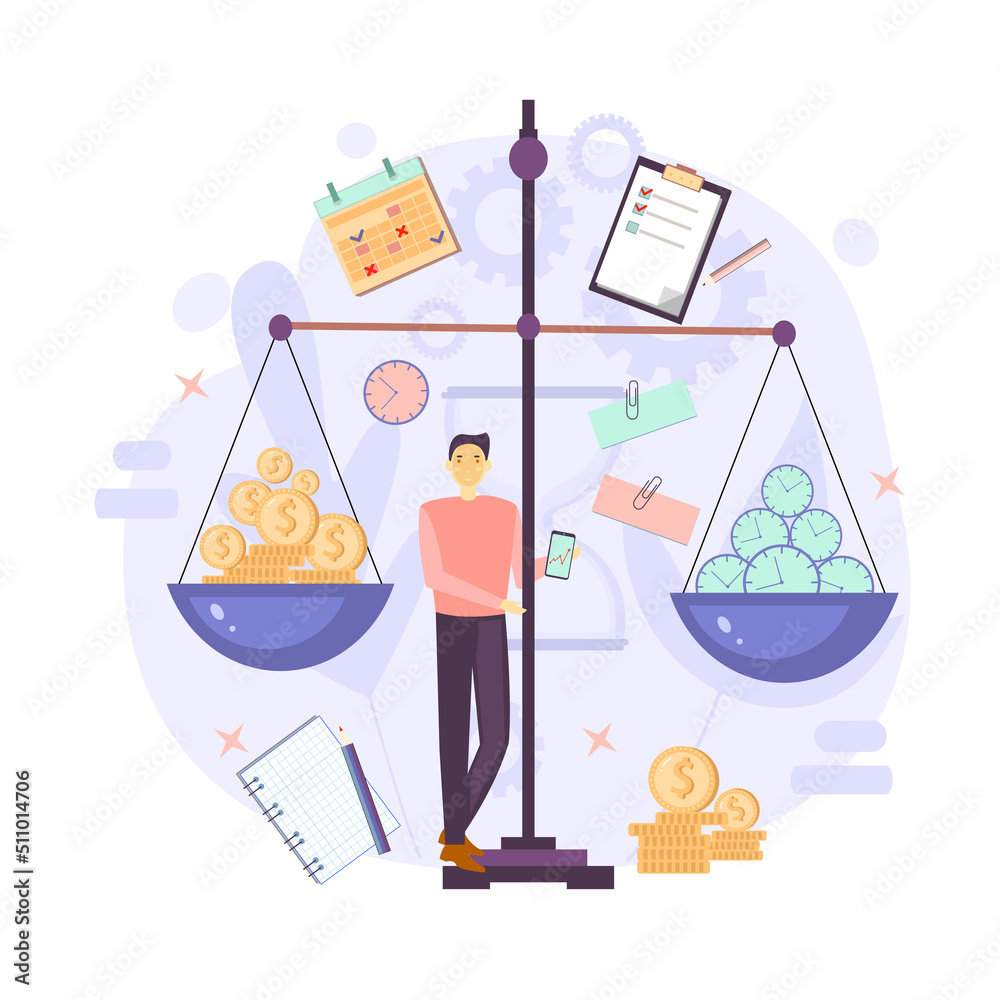 Productivity vector illustration. Scales. Effective time management ...