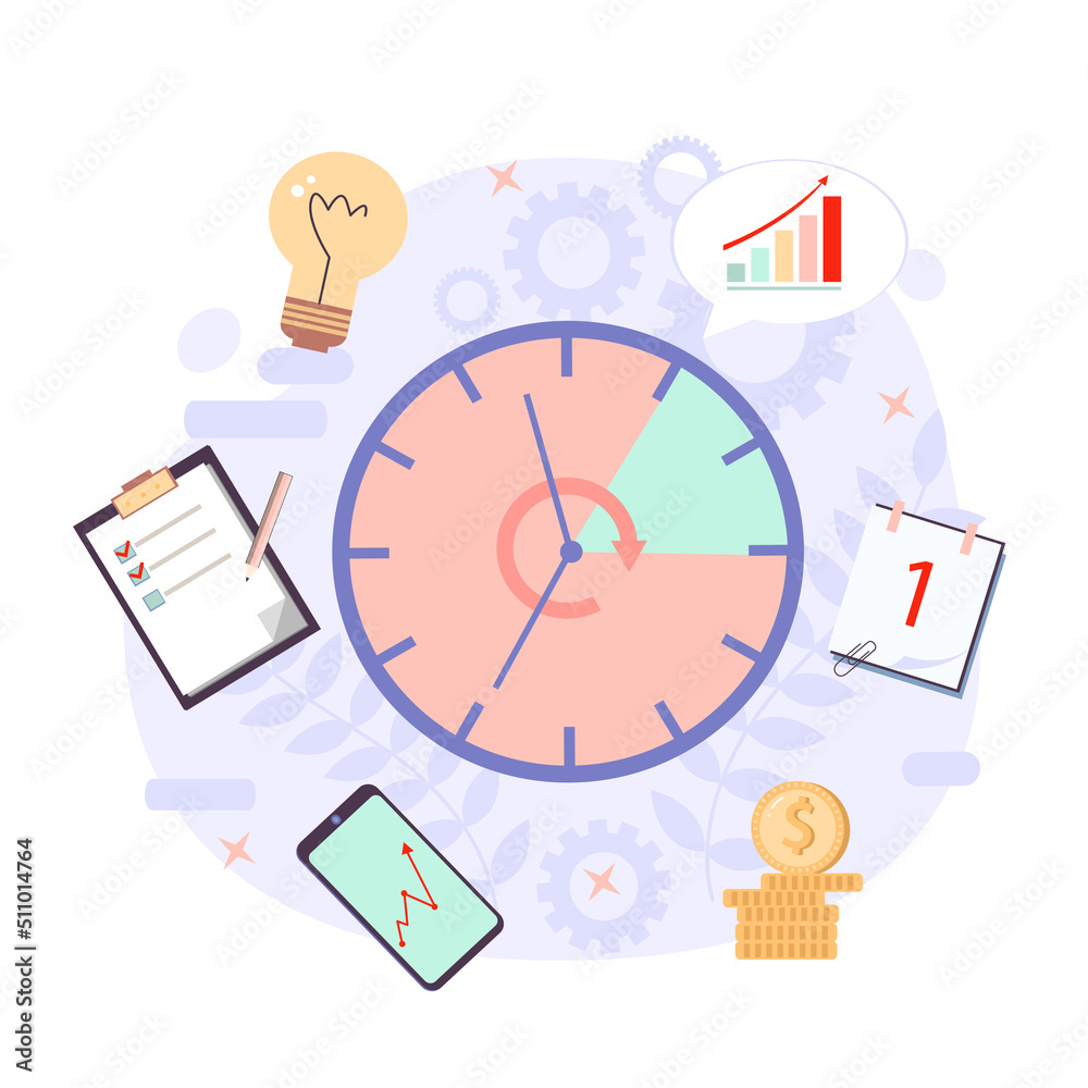 Productivity vector illustration. Watch. Effective time management ...