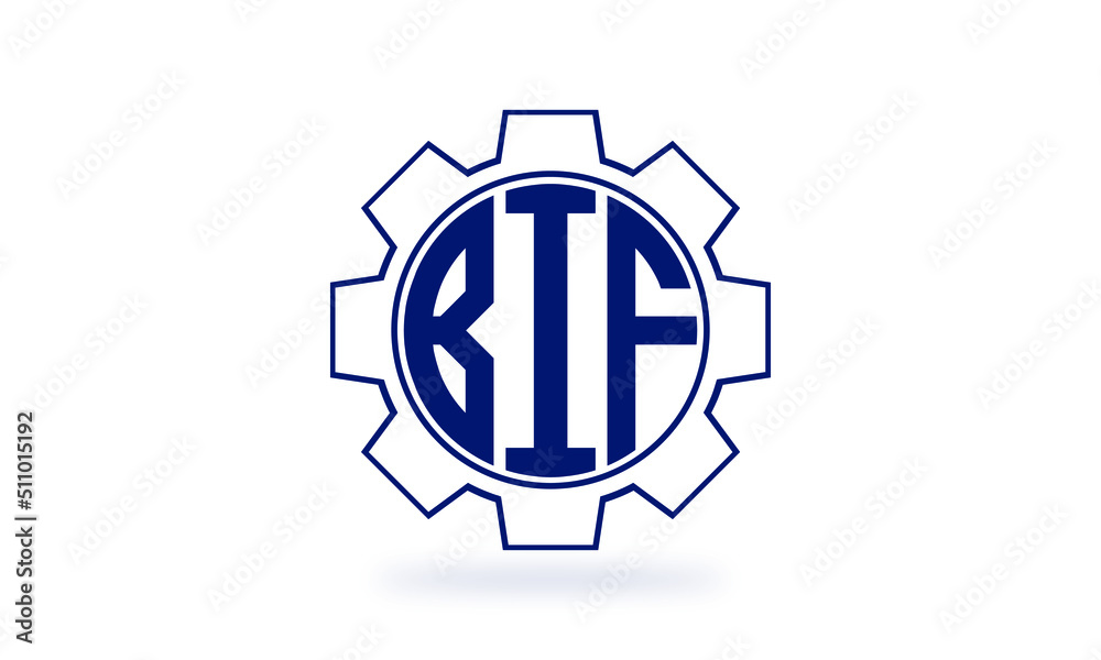 BIF three letter industrial logo with gear icon logo design vector ...