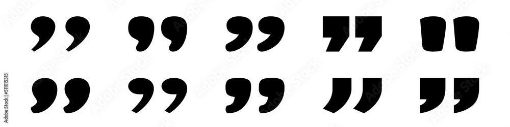 Quote Marks Icon Set - Different Vector Illustrations Isolated On White ...