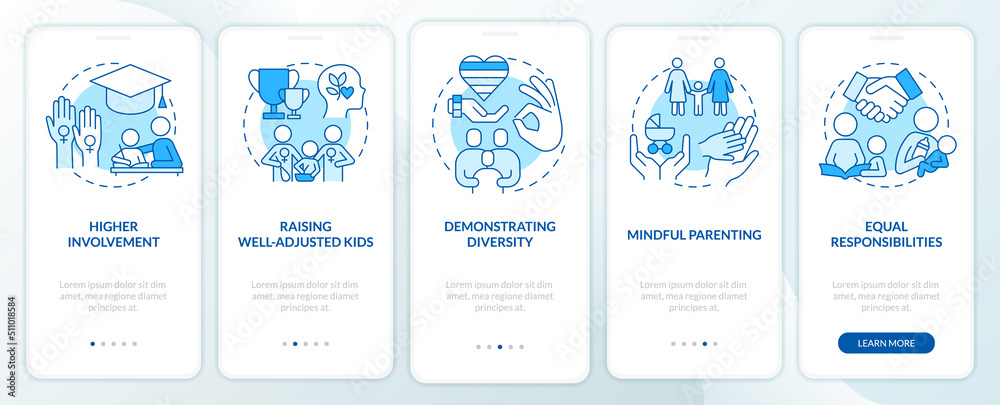 Benefits of same sex parenting blue onboarding mobile app screen ...