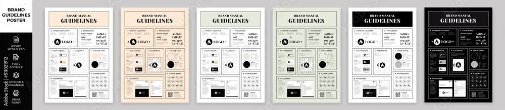 Vetor de DIN A3 Brand Guidelines Poster Layout Set, Brand Manual ...