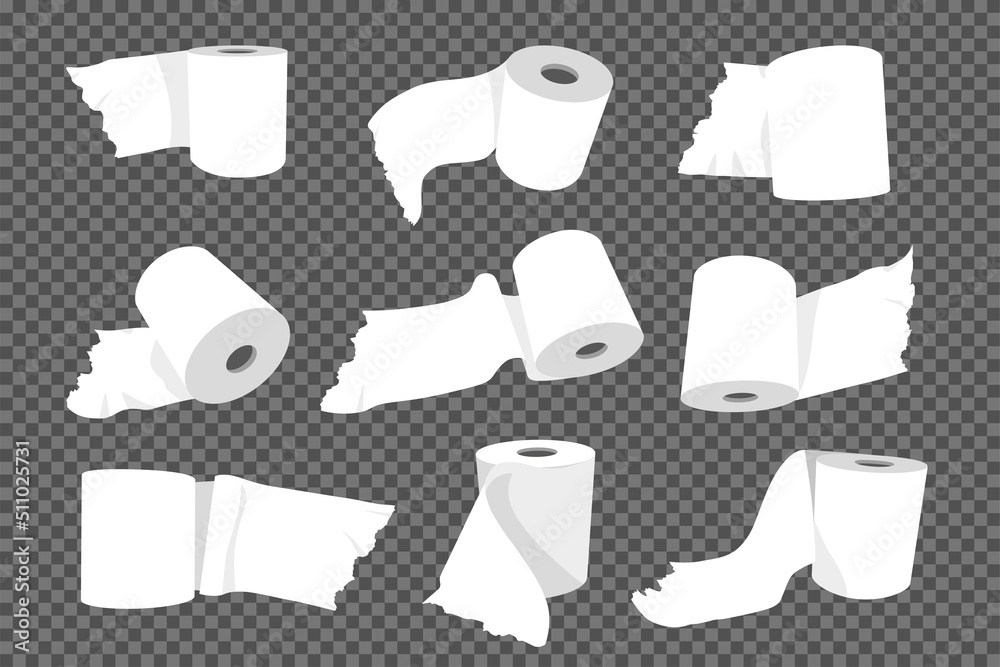 Toilet paper roll vector cartoon set isolated on a transparent ...