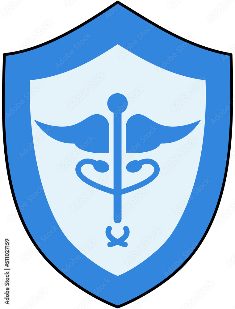 Blue medical symbol isolated. Medical health protection shield with ...