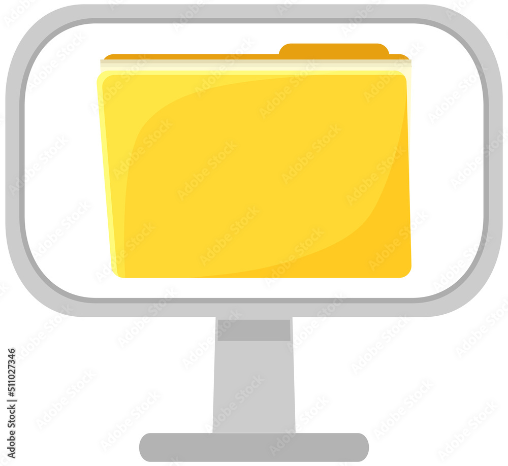 Computer desktop yellow folders, digital data storage. Desktop icons ...