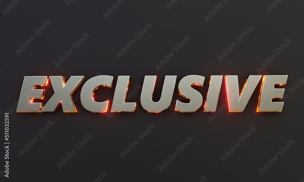 Word "Exclusive" is written on dark background with cinematic and neon ...