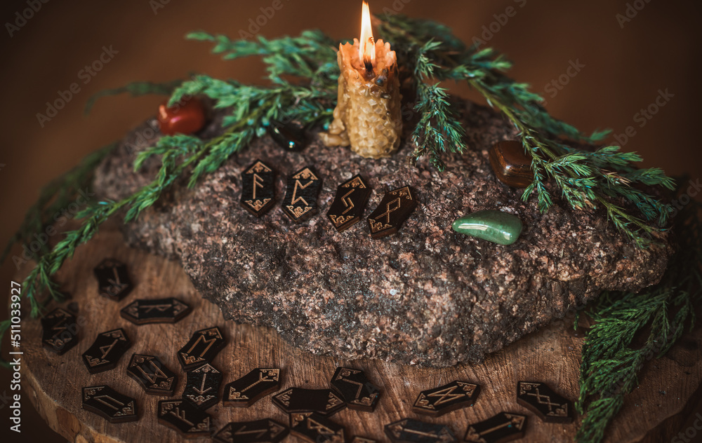 Scandinavian Nordic Runes. Paganism and nature powers, old Gods ...