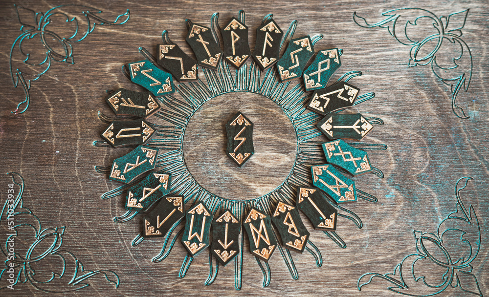 Scandinavian Nordic Runes. Paganism and nature powers, old Gods ...