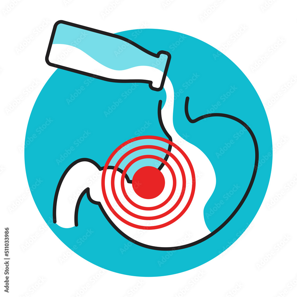 Photo Lactose intolerance - stomach silhouette with milk, Dmitry ...