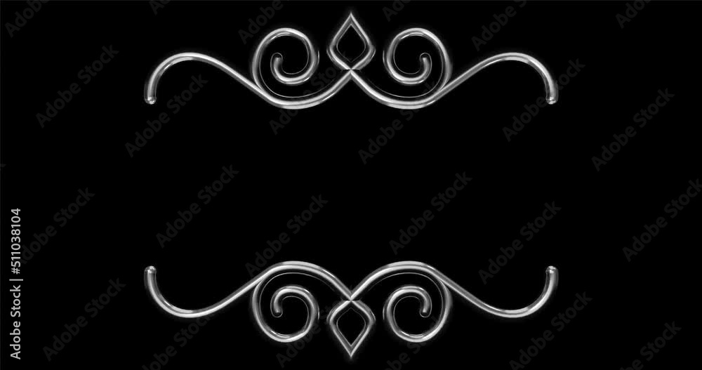 Silver divider animation. Curved lines. Hand drawn doodle. Handwritten ...