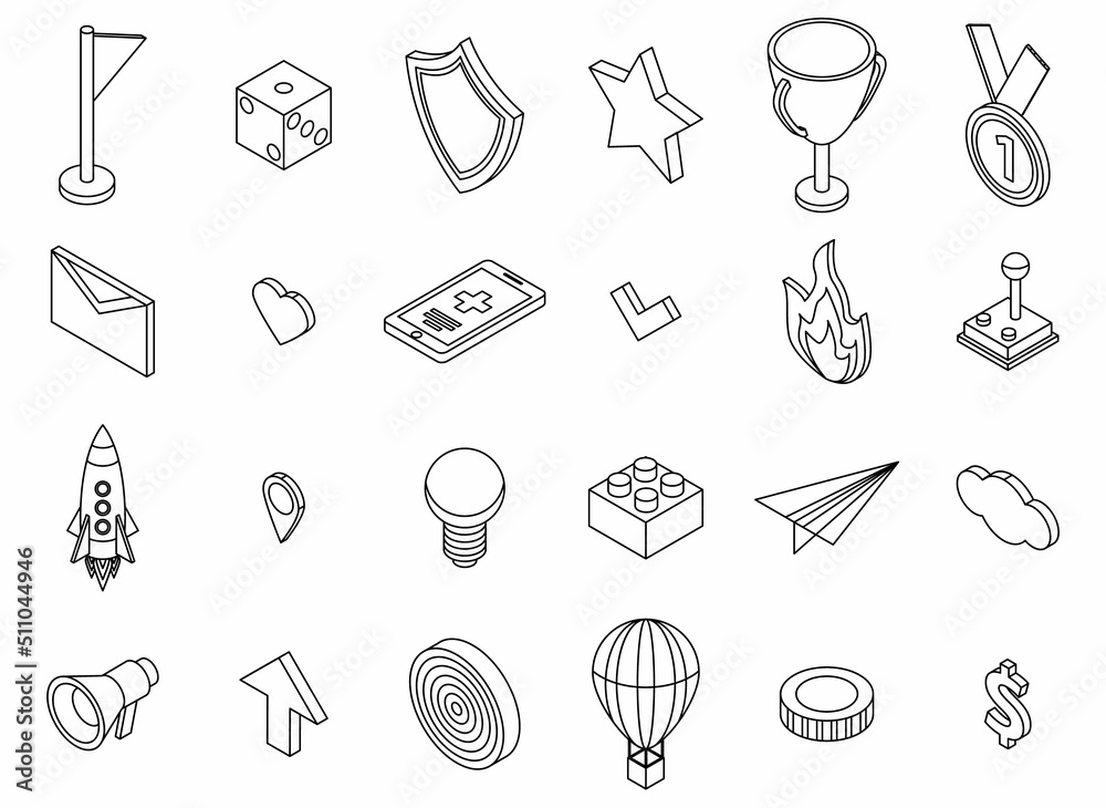 Gamification icons set. Isometric set of gamification vector icons ... Gamification icons set. Isometric set of gamification vector icons ...
