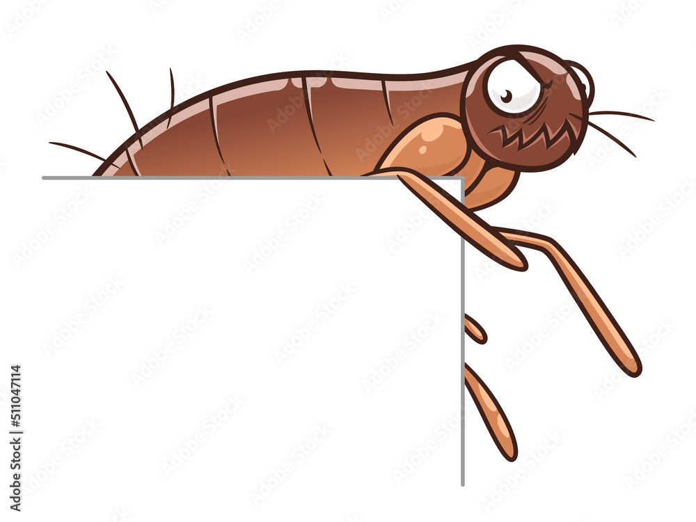 Corner design element with cartoon flea. Cartoon flea series. Stock ...